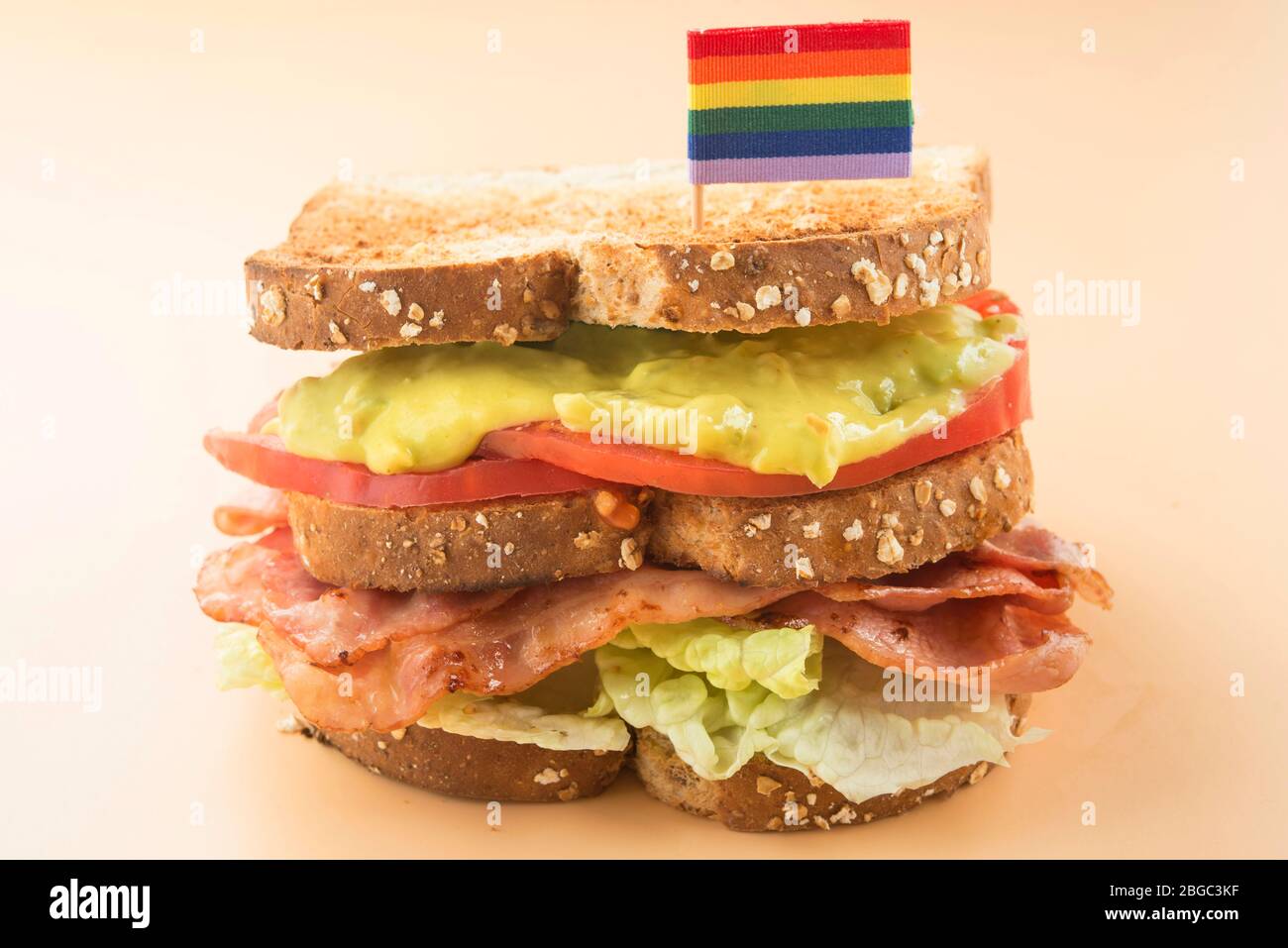 Sandwich LGBT lettuce, guacamole, bacon and tomato Stock Photo - Alamy