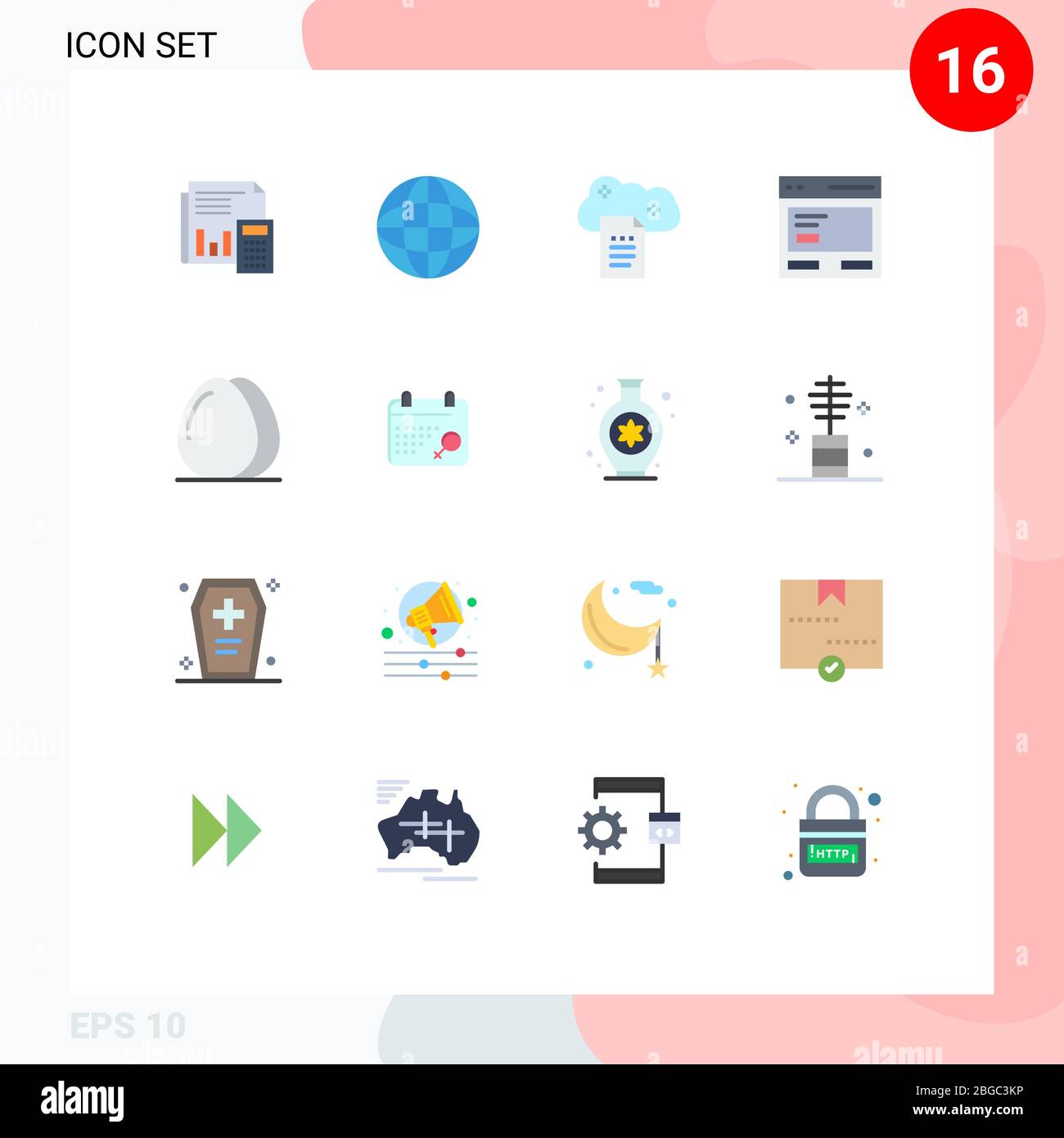 Flat Color Pack of 16 Universal Symbols of action, online docs ...