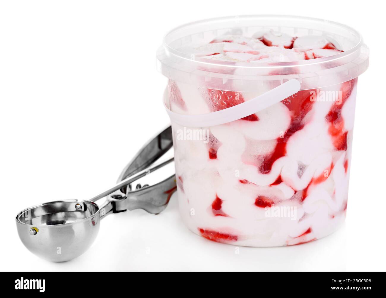 Ice cream in bucket and ice cream spoon isolated on white Stock Photo ...
