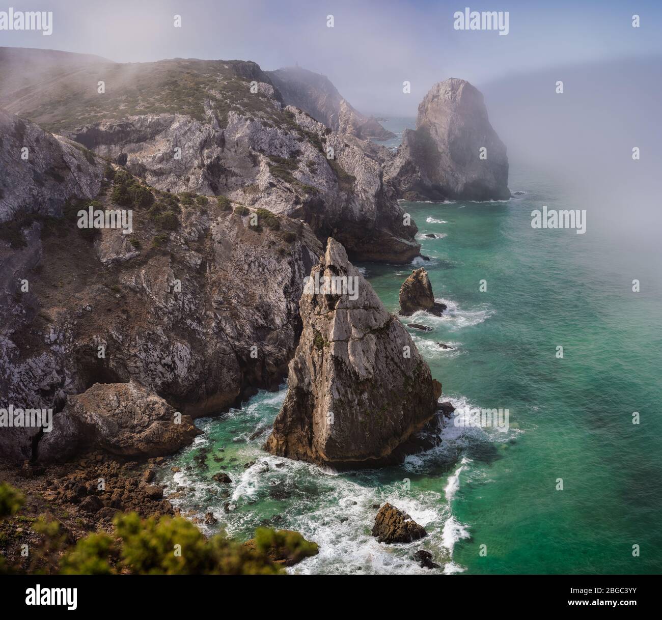 Rocky coastline between Praia Da Ursa and Adraga, Sintra, Portugal ...