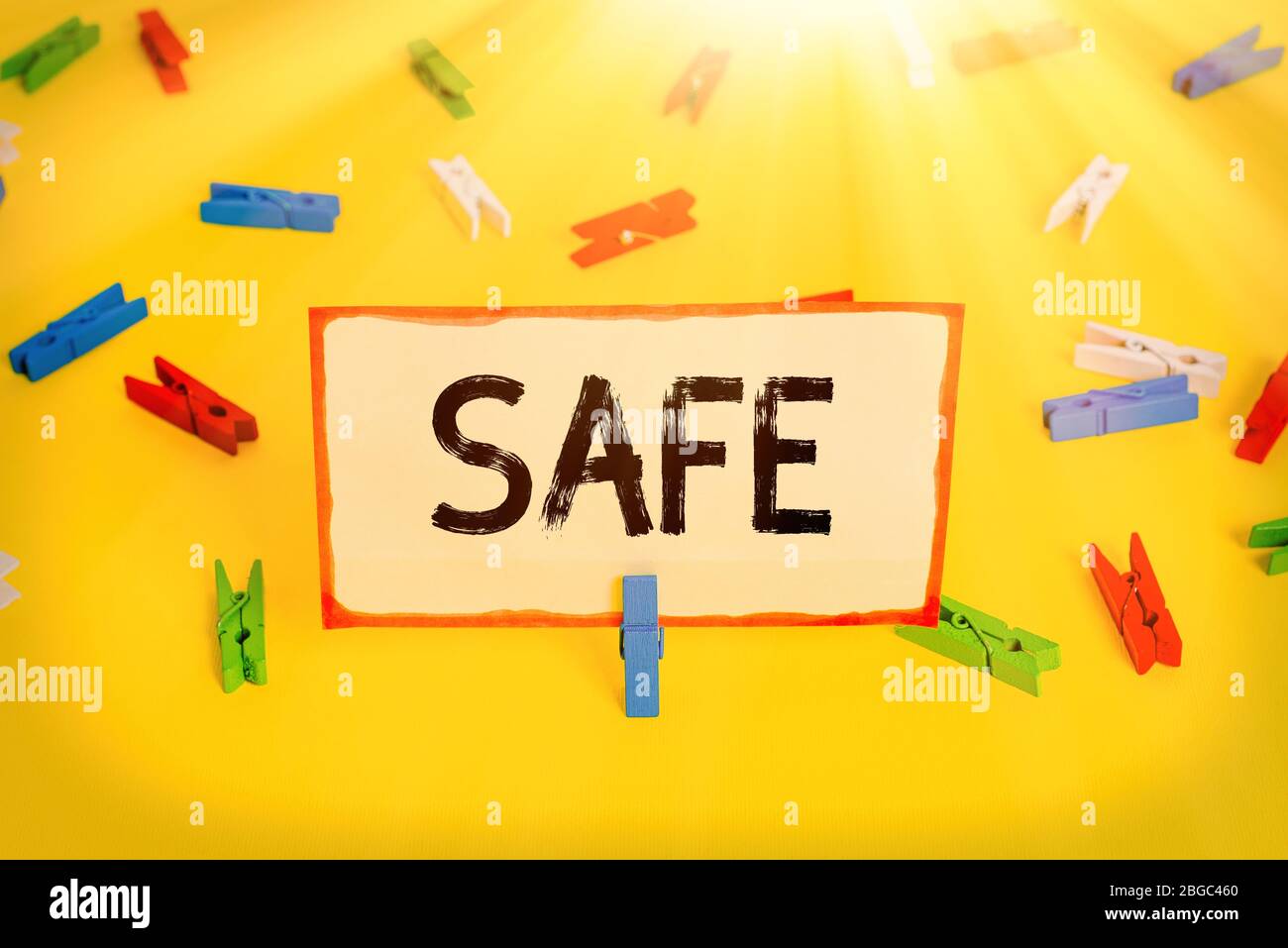 Conceptual hand writing showing Safe. Concept meaning protected from or ...