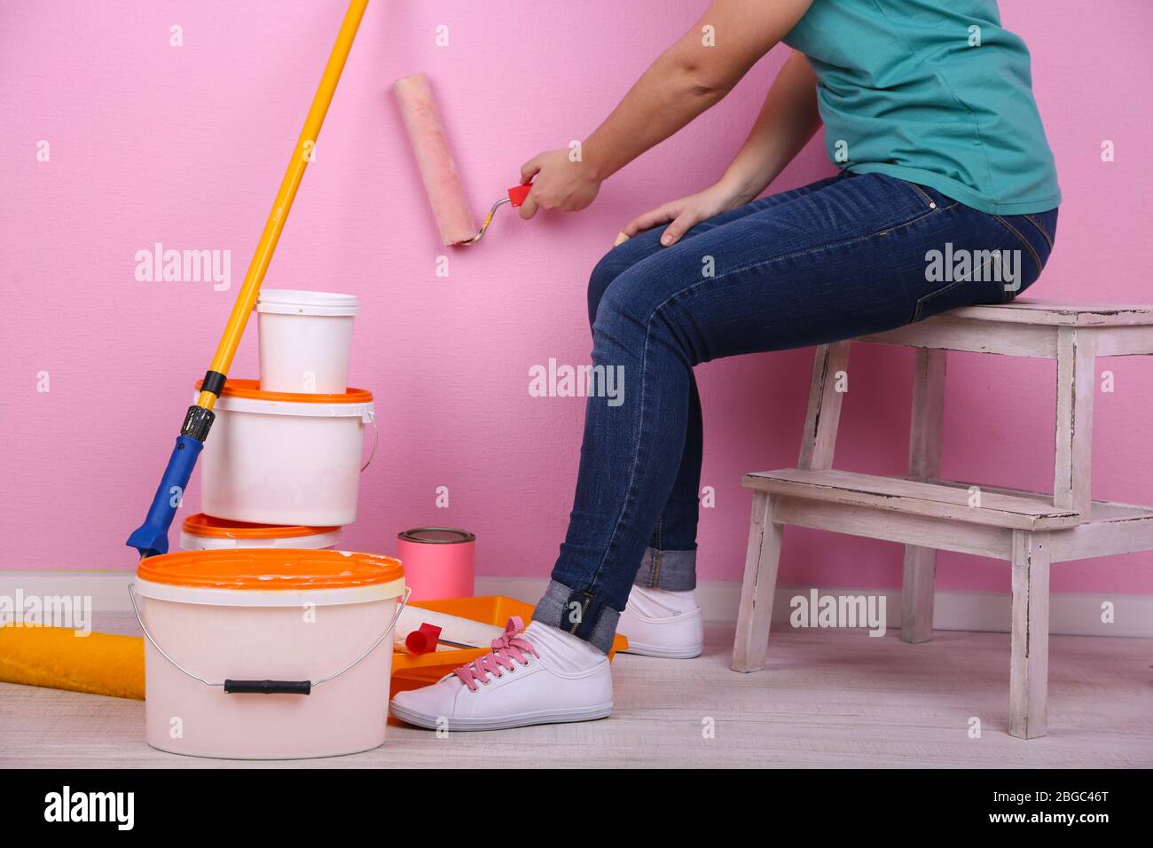 Conceptual photo of repairing works in room Stock Photo - Alamy