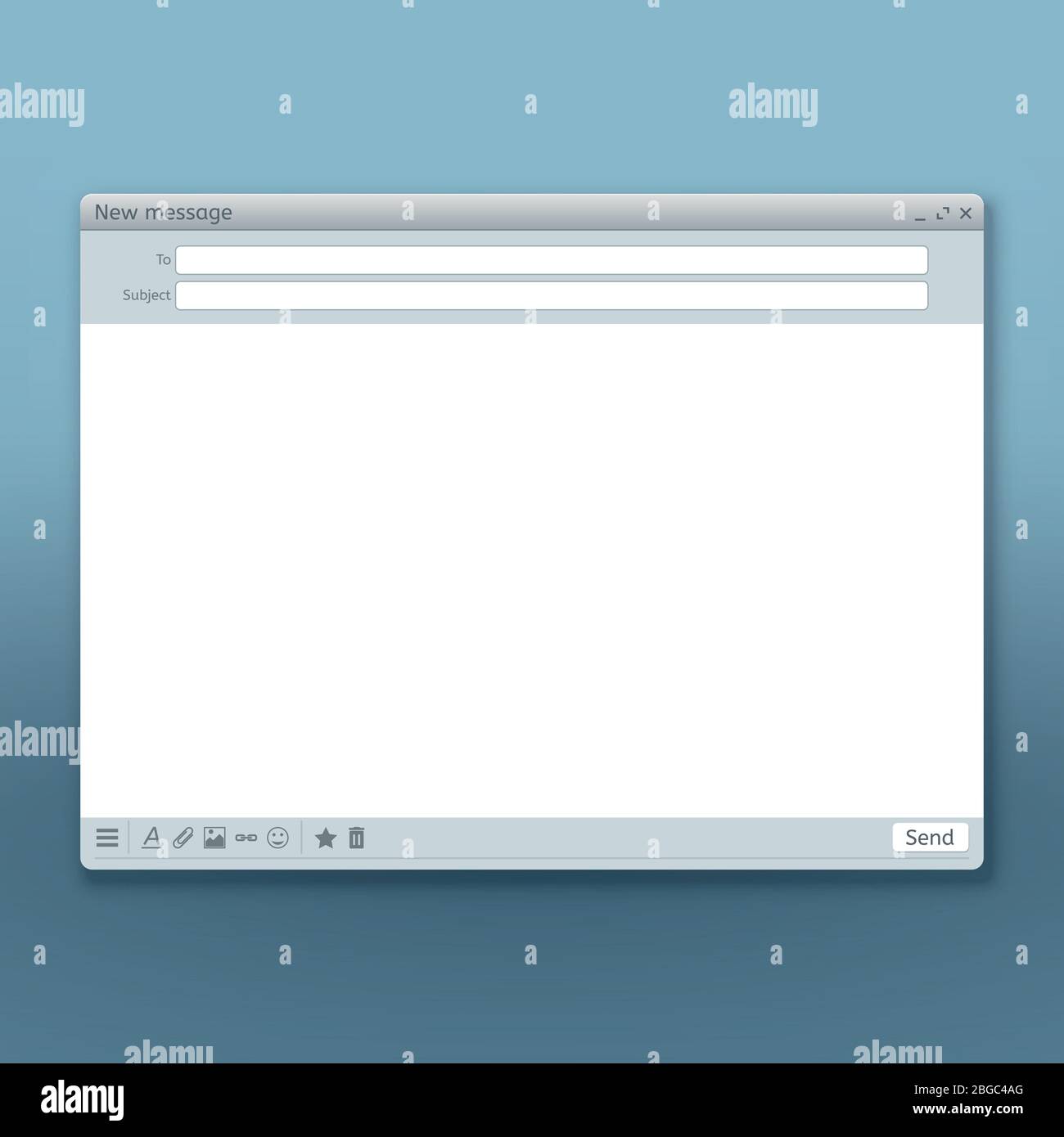 Email message interface with send form vector template. Illustration of ...