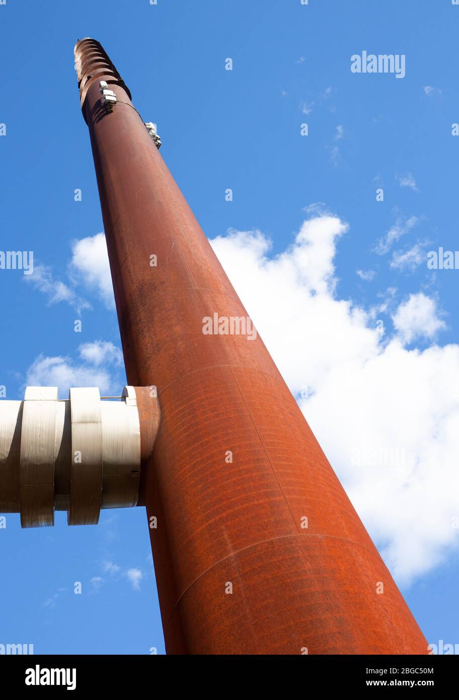 Rusty industrial steel smokestack from below , Finland Stock Photo - Alamy