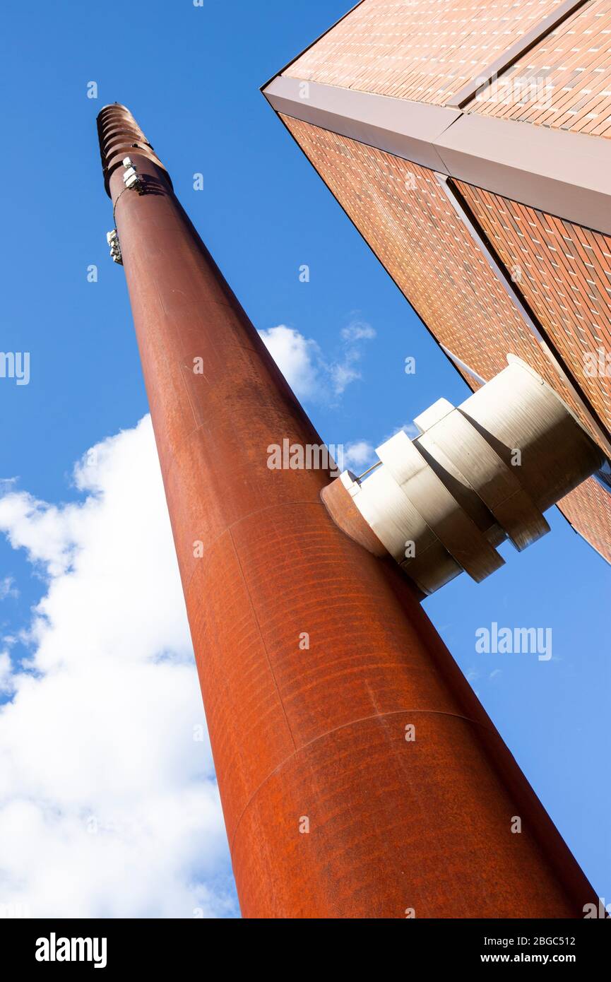 Rusty industrial steel smokestack from below , Finland Stock Photo - Alamy