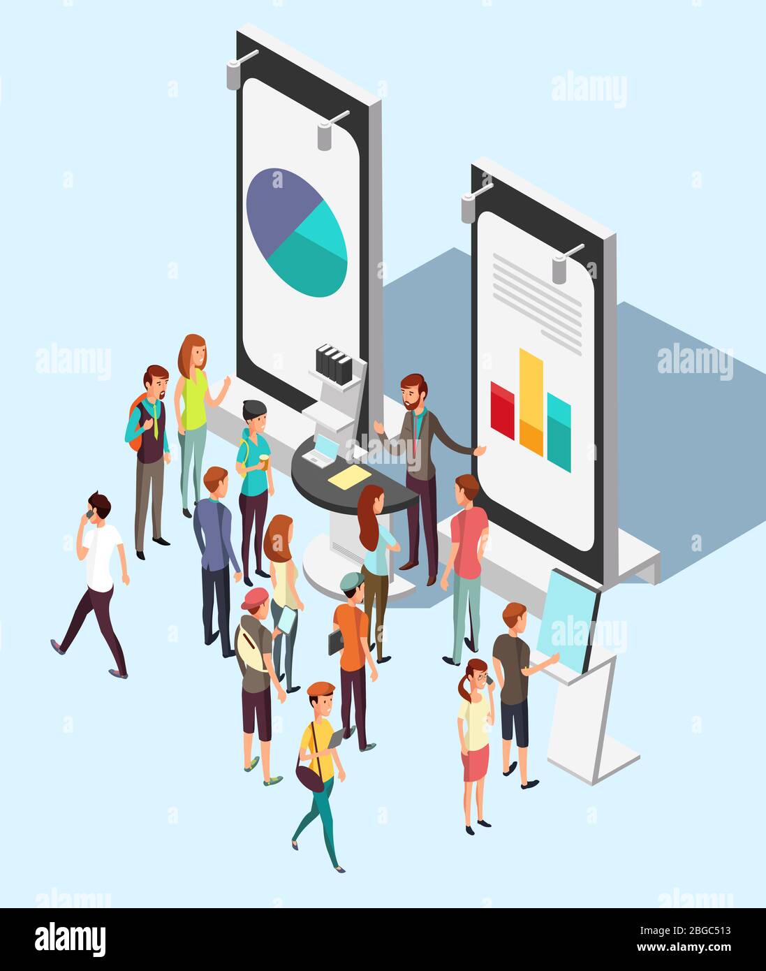 People crowd at exhibition trading promotion stand in exhibition ...