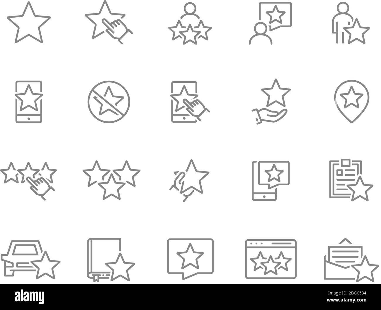 Set of star feedback line icons. Customer review, rating, win, donation ...