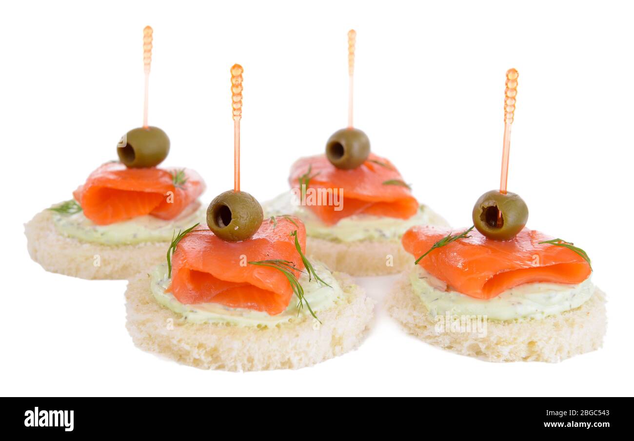 Delicious canapes isolated on white Stock Photo - Alamy