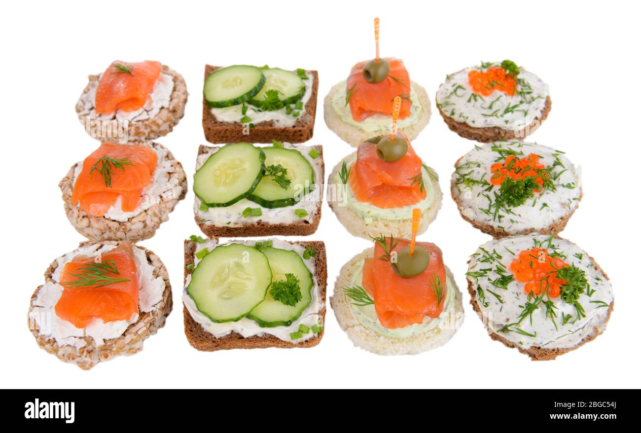 Delicious canapes isolated on white Stock Photo - Alamy