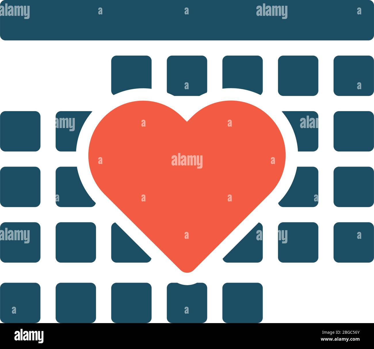 Calendar with heart, love valentine calendar. Stock Vector illustration ...