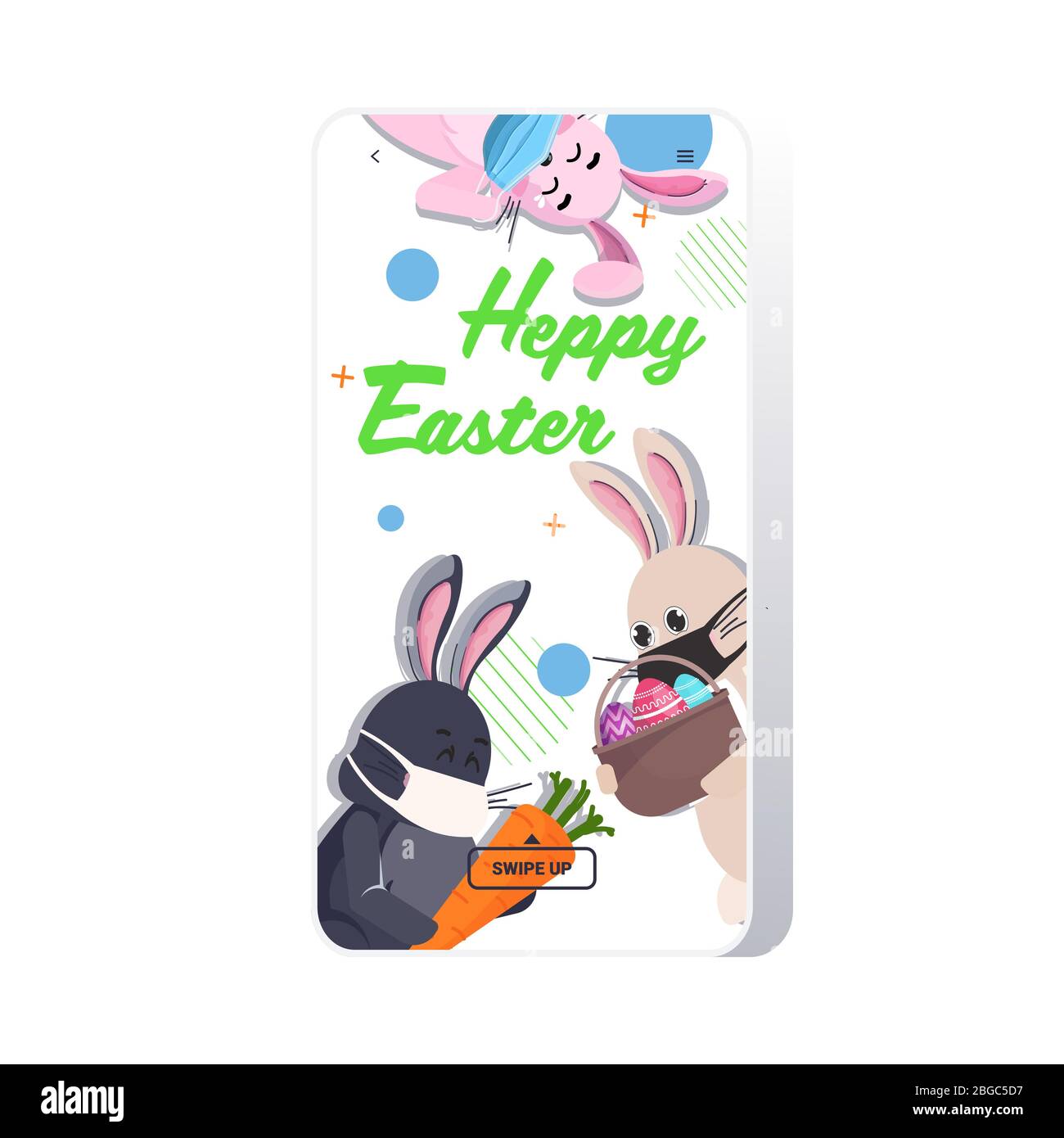 Happy easter lettering rabbits basket hi-res stock photography and ...