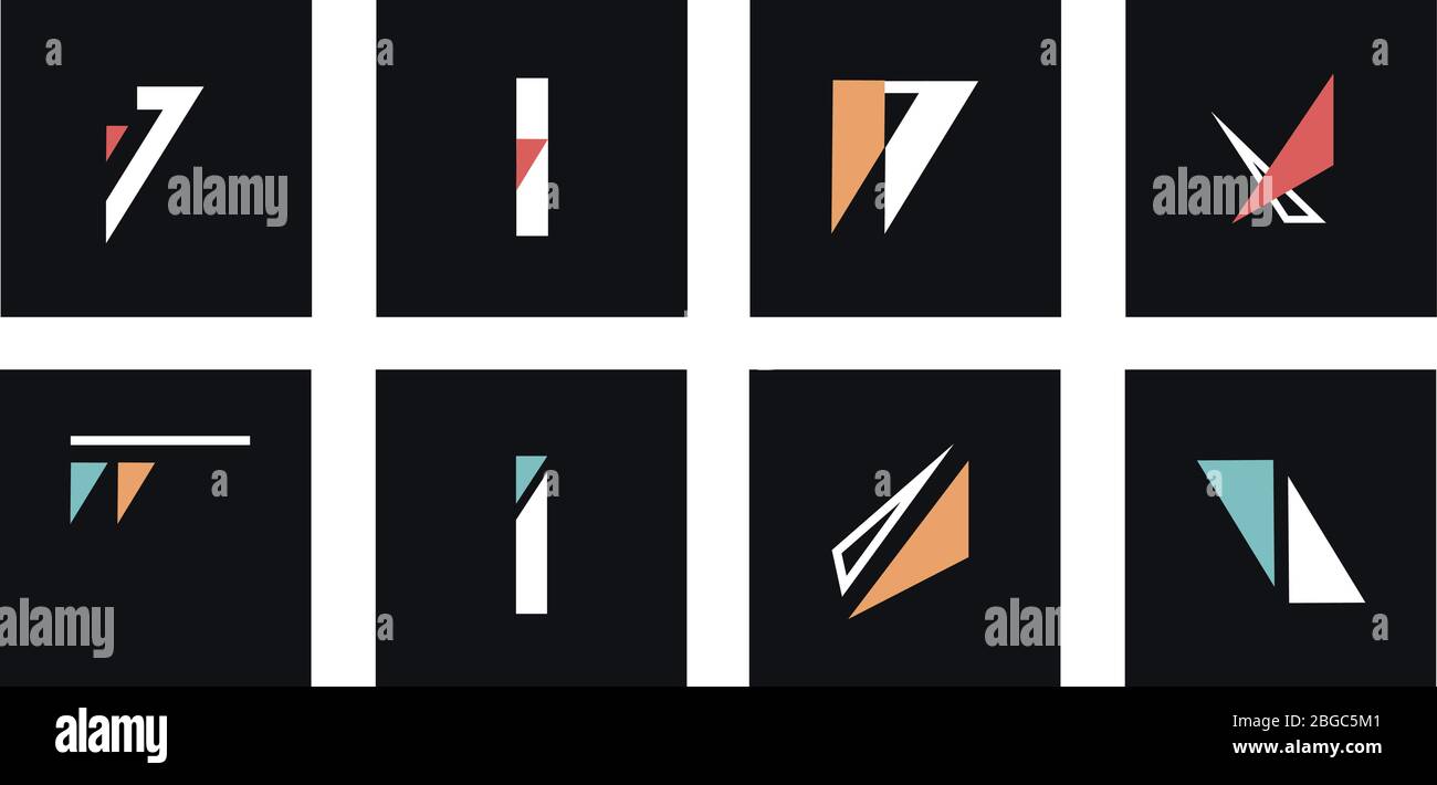 Set of simple minimalistic style abstract geometric shapes with cool ...