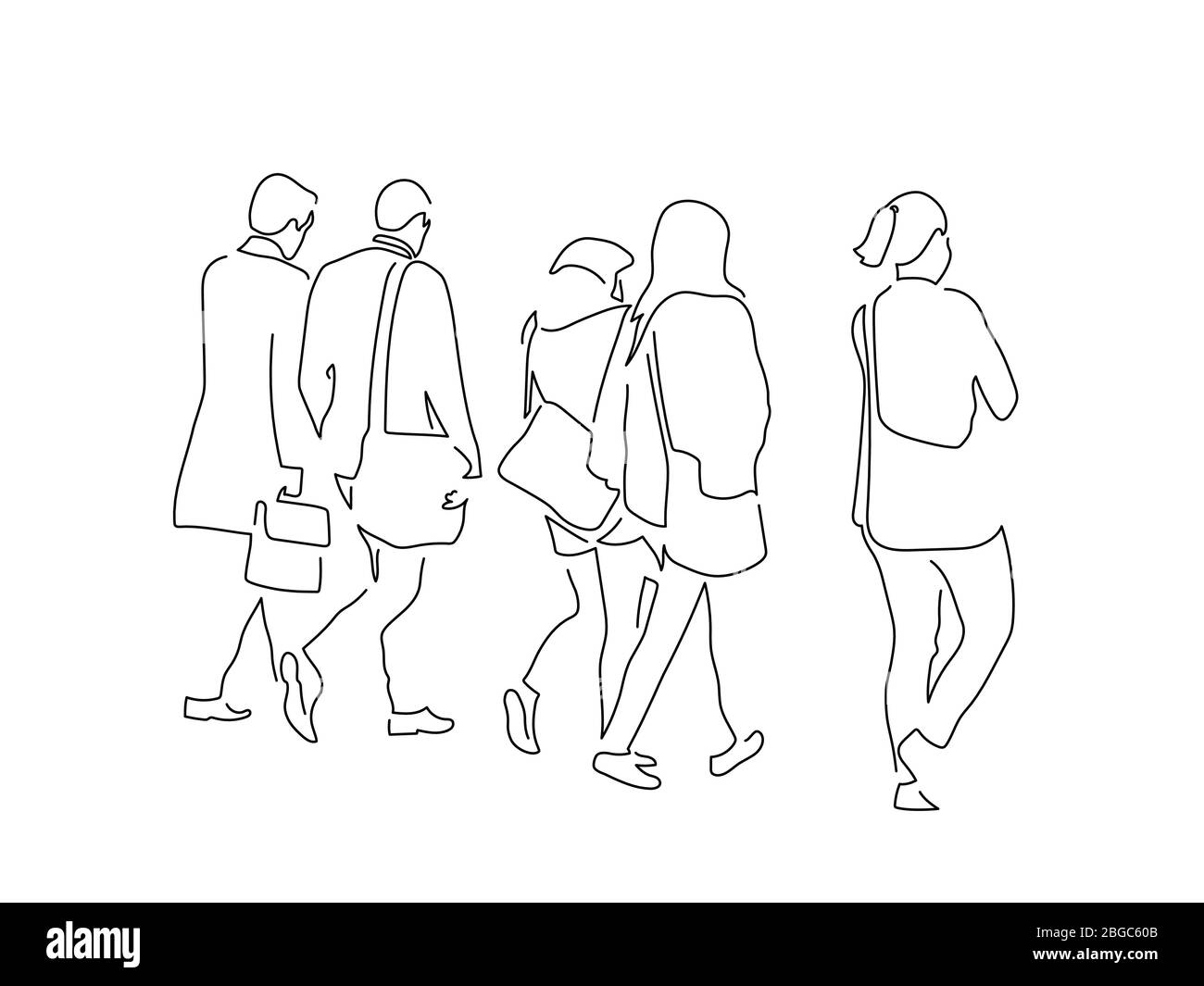 People on the street isolated line drawing, vector illustration design ...