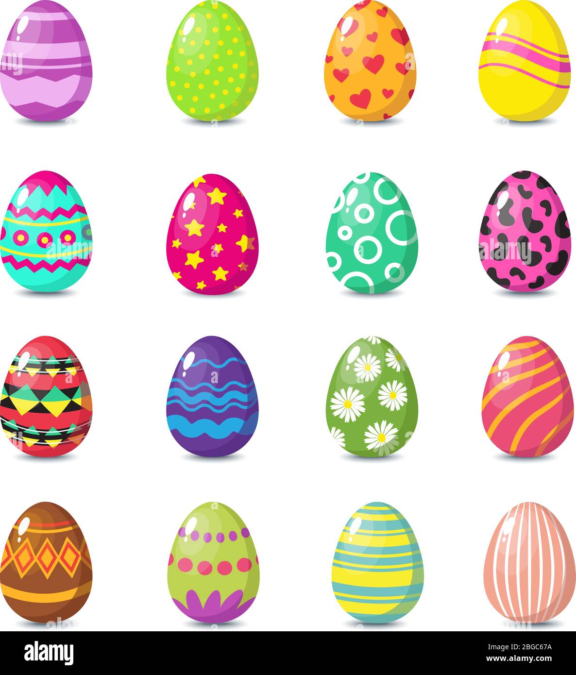 Cartoon happy easter cute eggs vector set. Easter spring eggs for ...