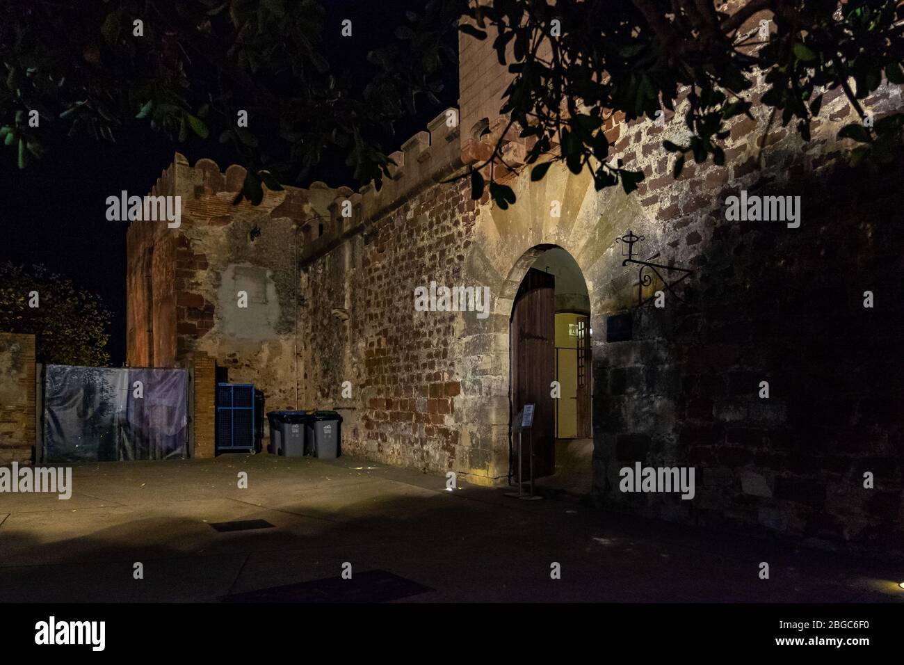 Castelldefels castle at night in Barcelona, Catalonia, Spain Stock ...