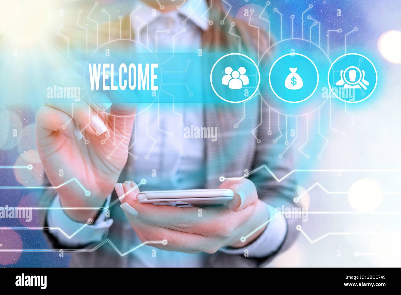 Text sign showing Welcome. Business photo text instance or manner of ...