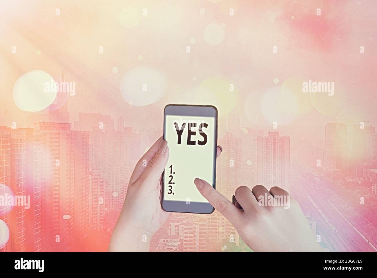 Text sign showing Yes. Business photo text response to someone ...