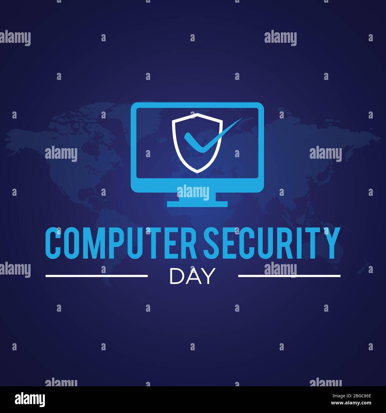Computer Security Day letter emblem in flat style. Calendar for each ...