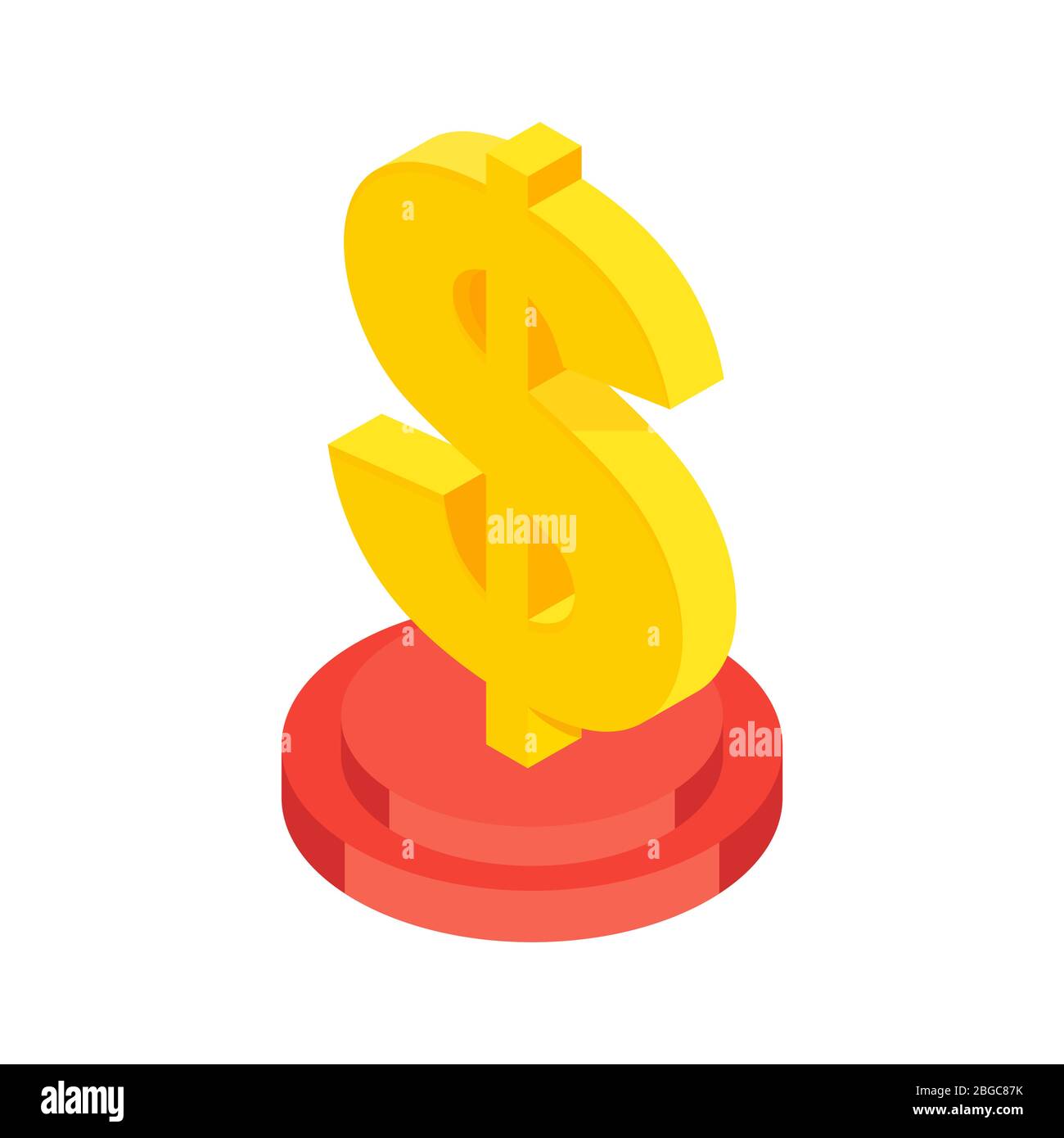 Big isometric dollar sign on podium. Flat vector illustration Stock ...