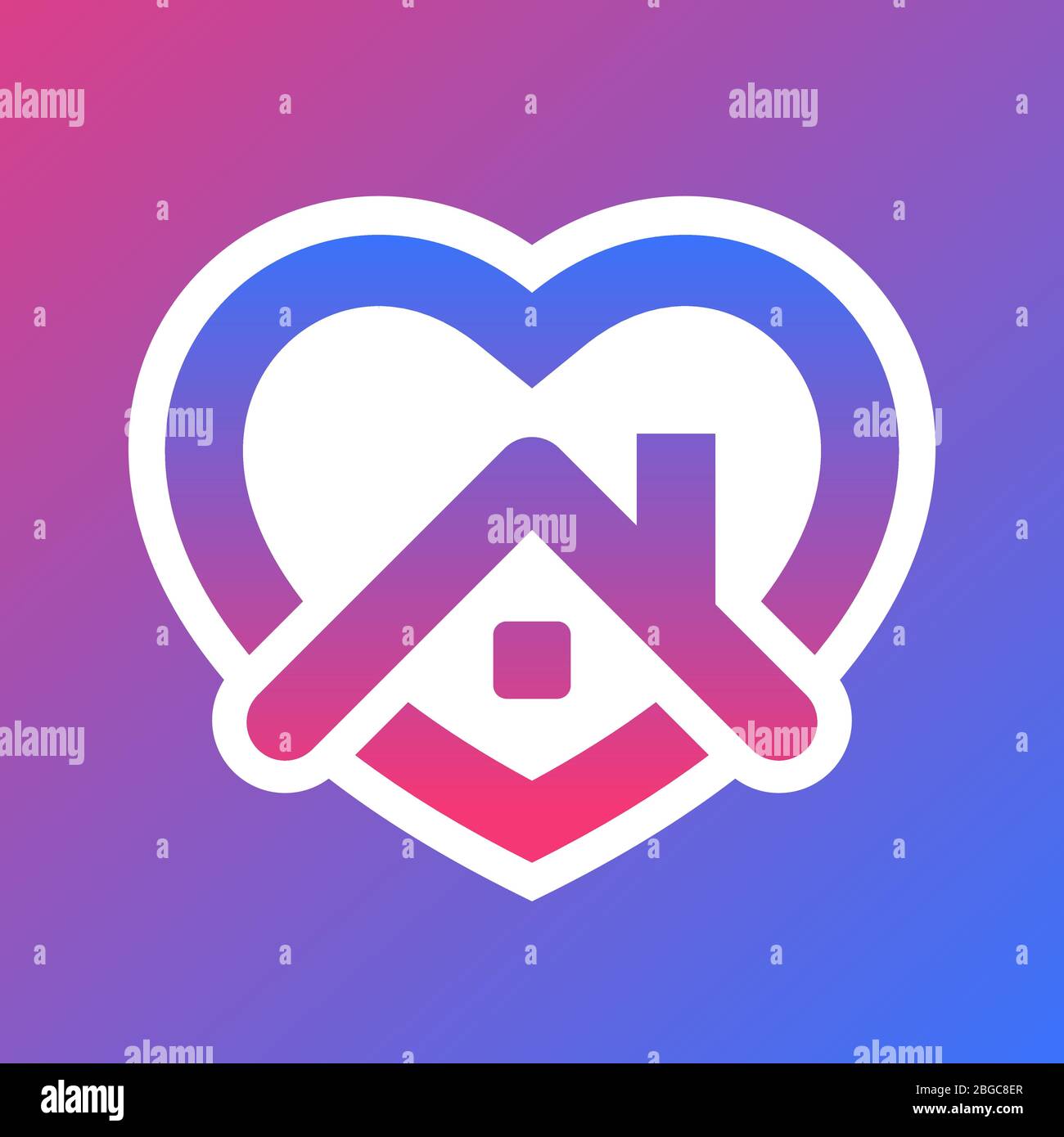 Stay home icon. House with heart .Vector illustration EPS 10 Stock ...