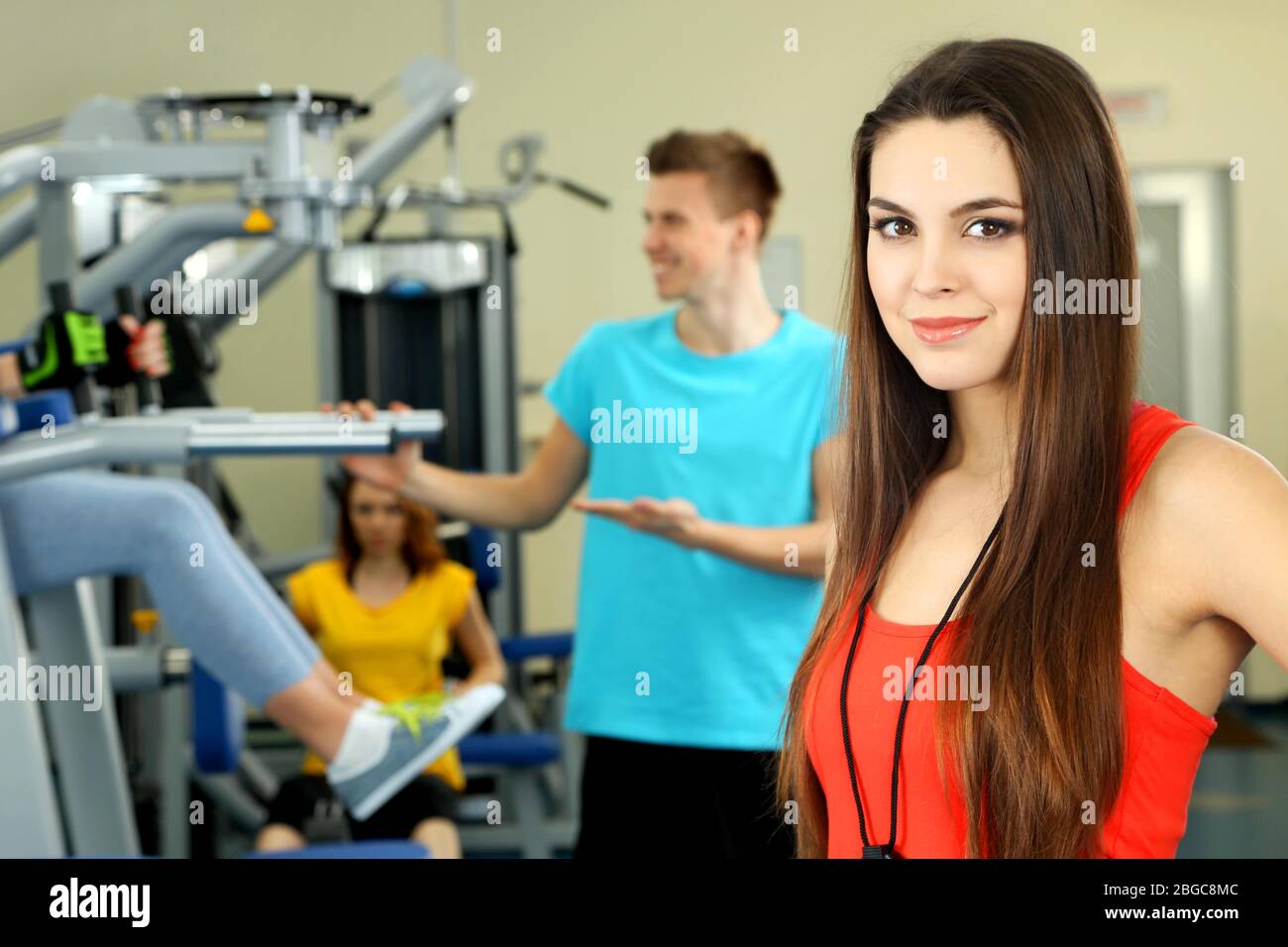 Young beautiful girls in gym Stock Photo - Alamy