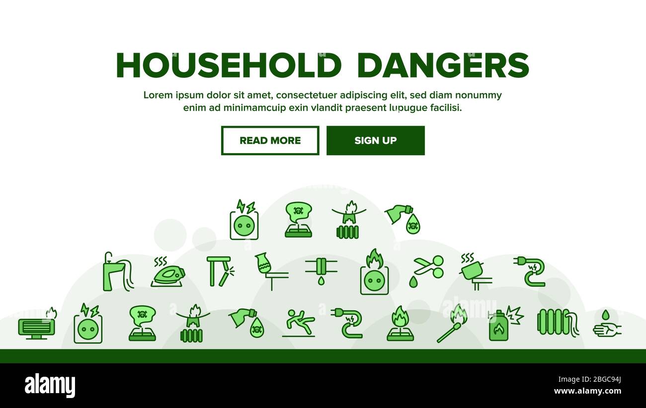 Household Dangers Landing Header Vector Stock Vector Image & Art - Alamy