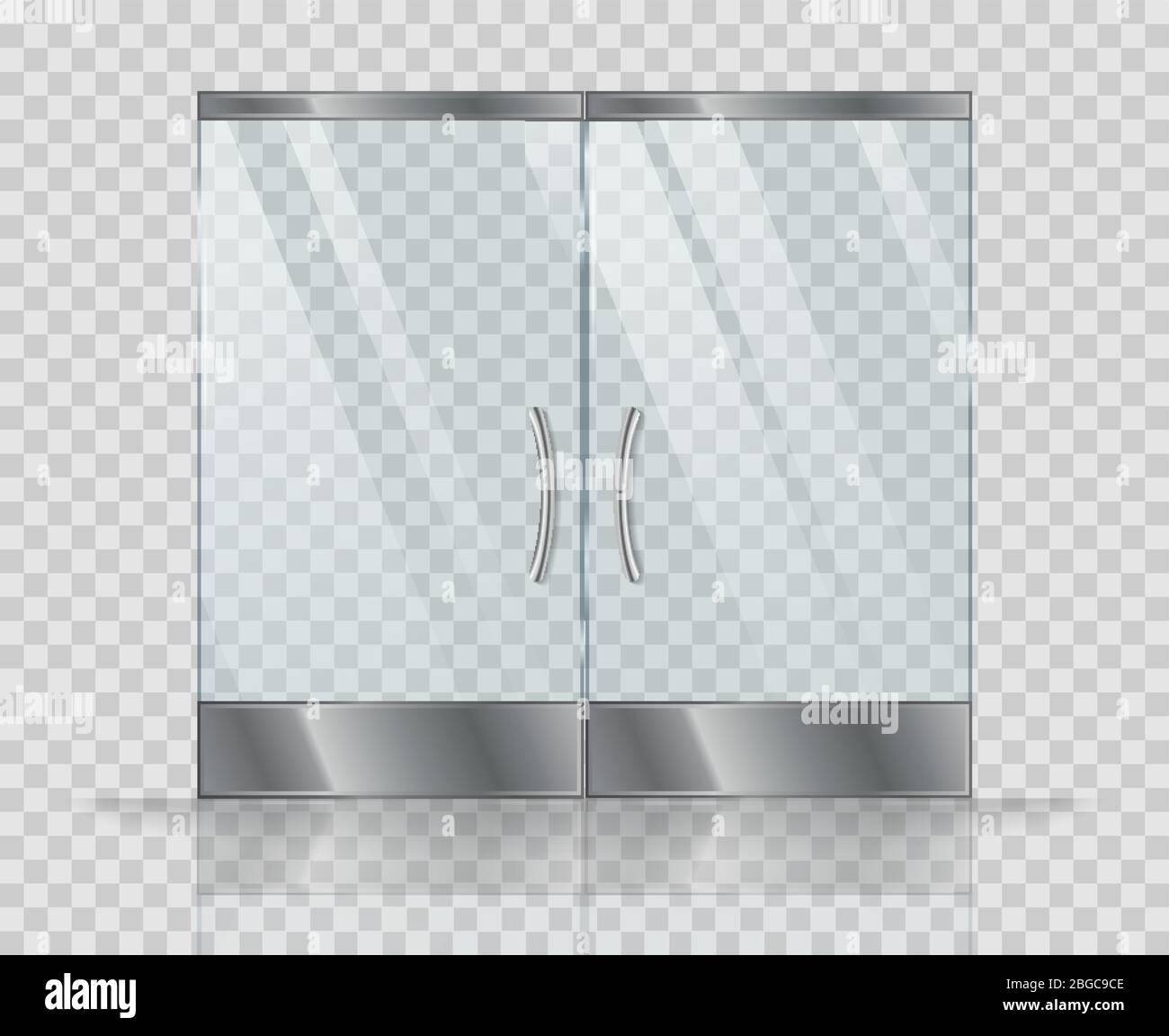 Double door clear glass. Vector realistic picture isolate on ...