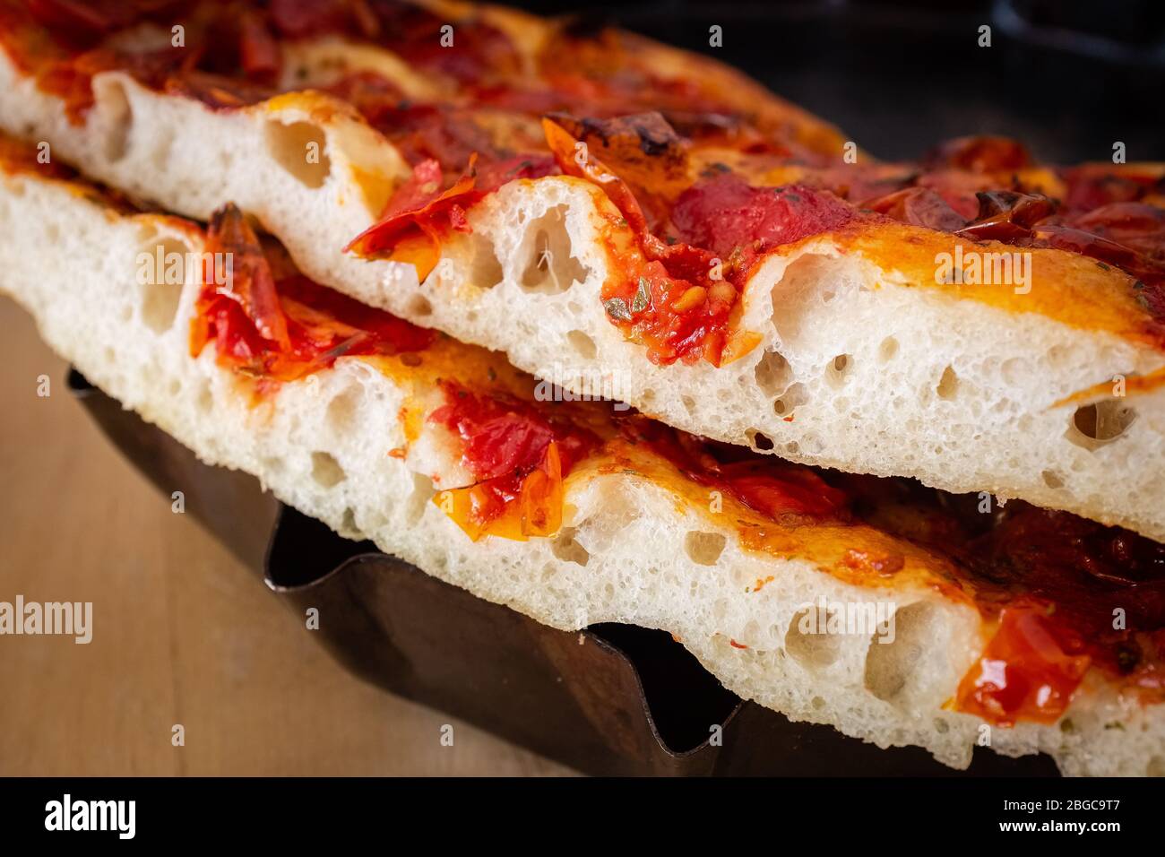 Baked focaccia bread traditional food of Puglia Stock Photo - Alamy