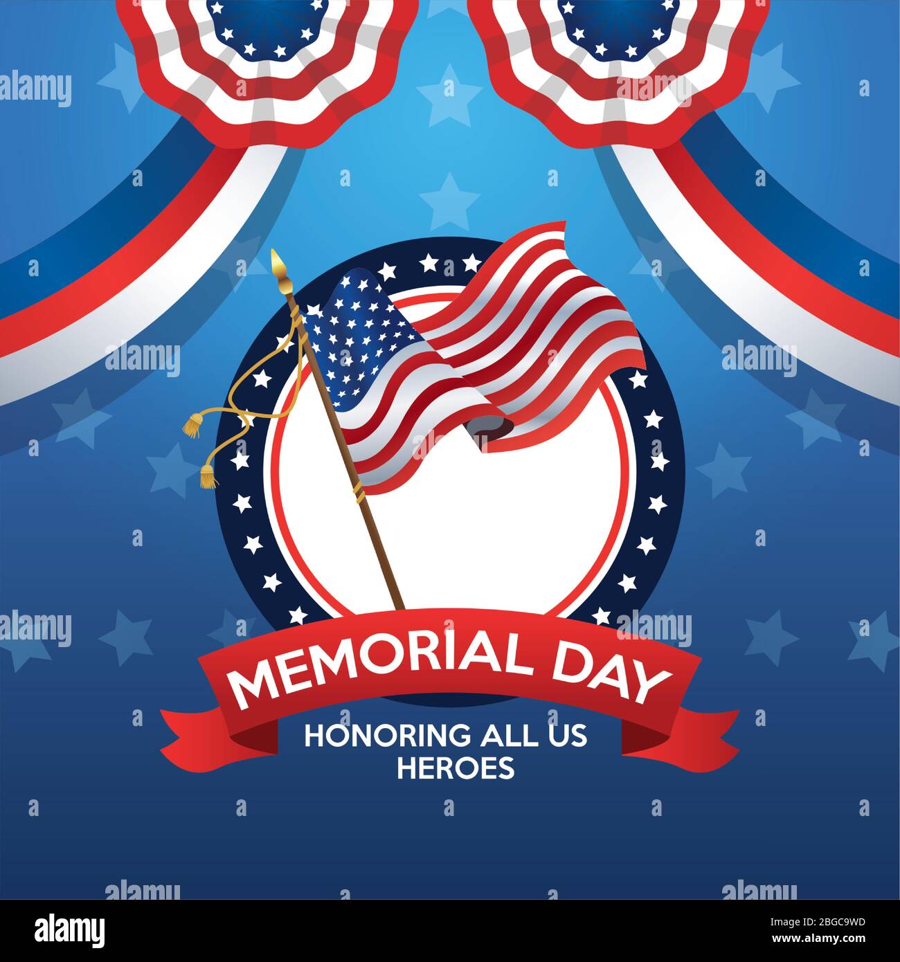 memorial day celebration poster with usa flag Stock Vector Image & Art ...