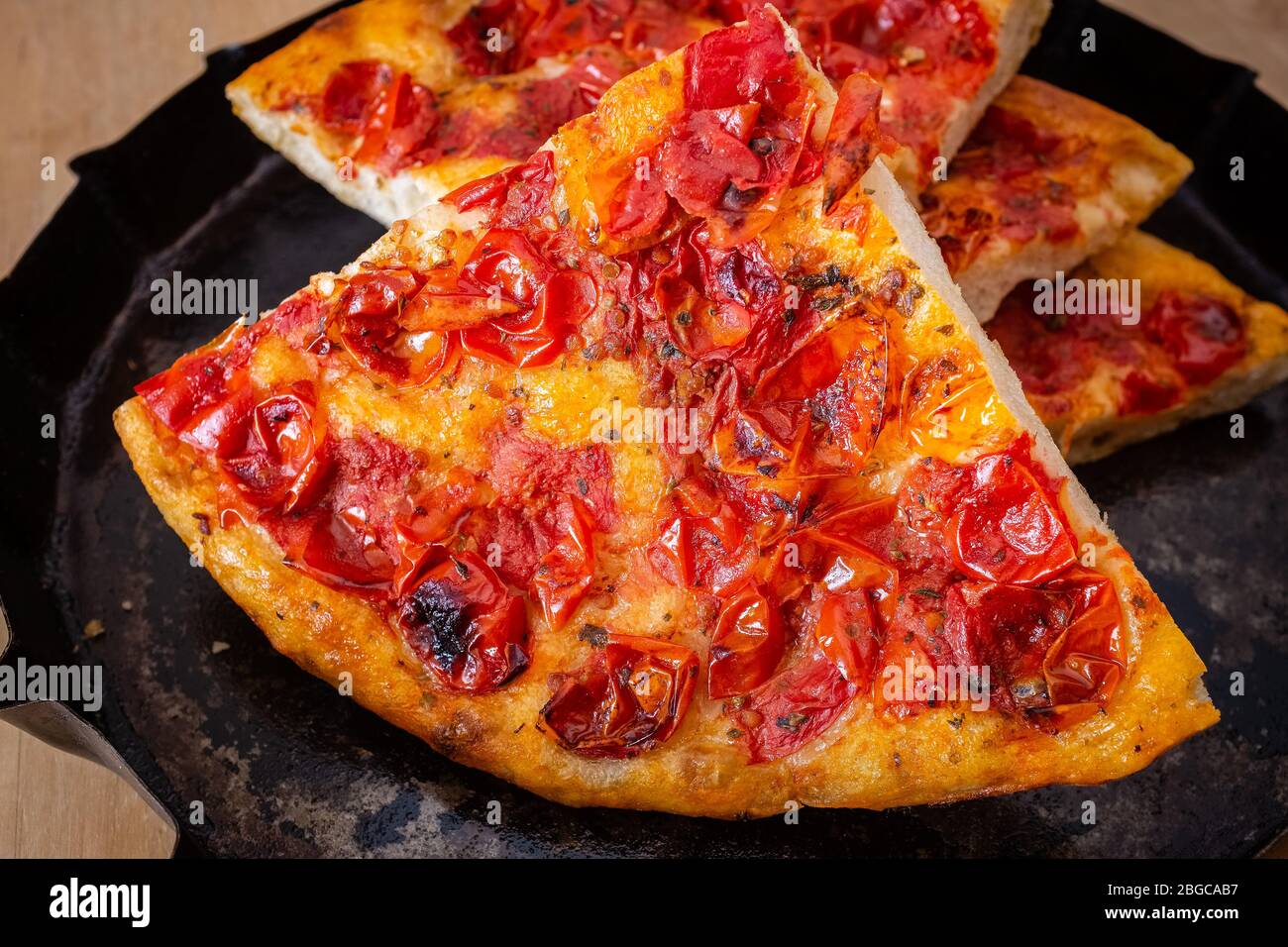 Baked focaccia bread traditional food of Puglia Stock Photo - Alamy