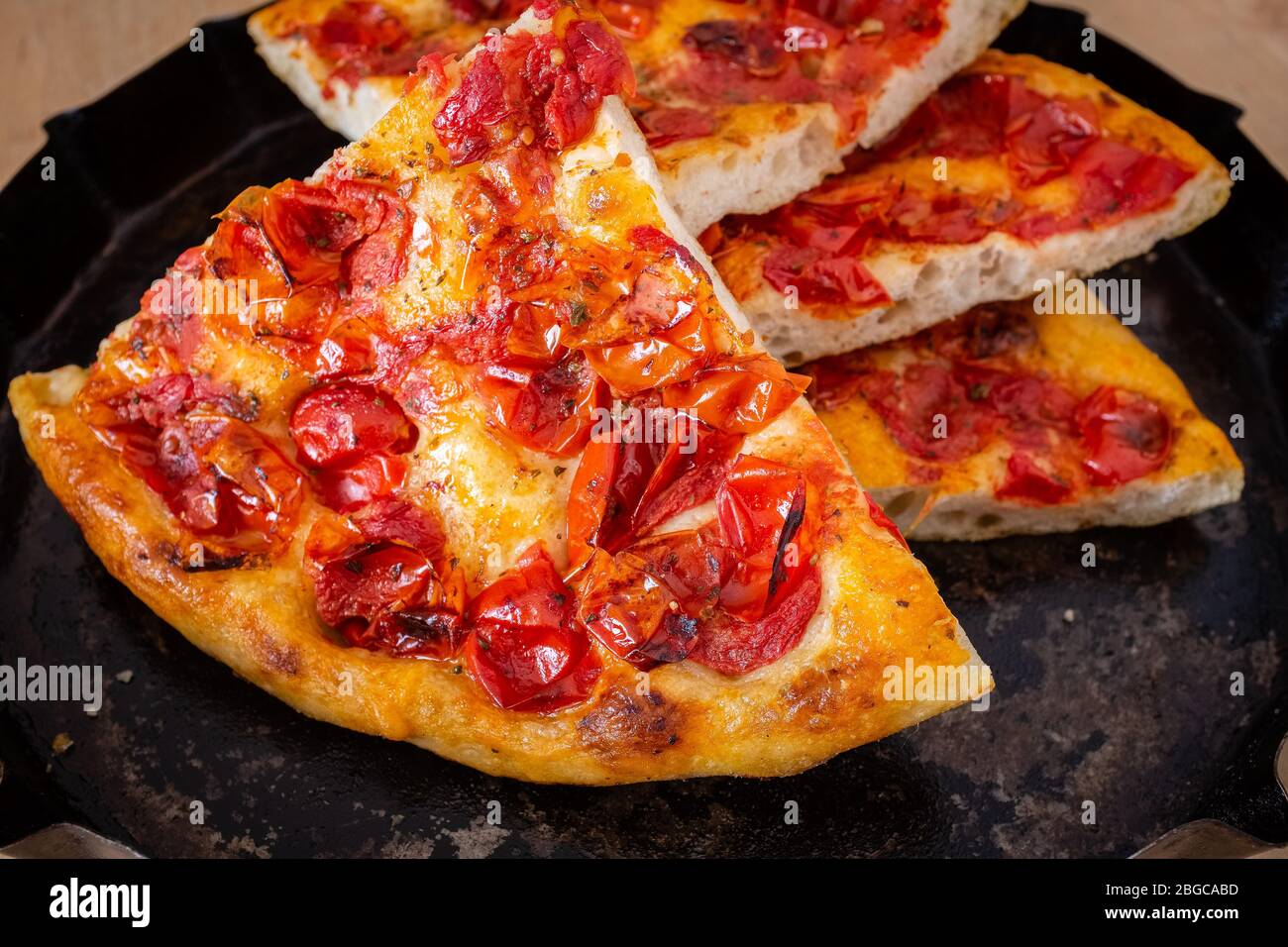 Baked focaccia bread traditional food of Puglia Stock Photo - Alamy
