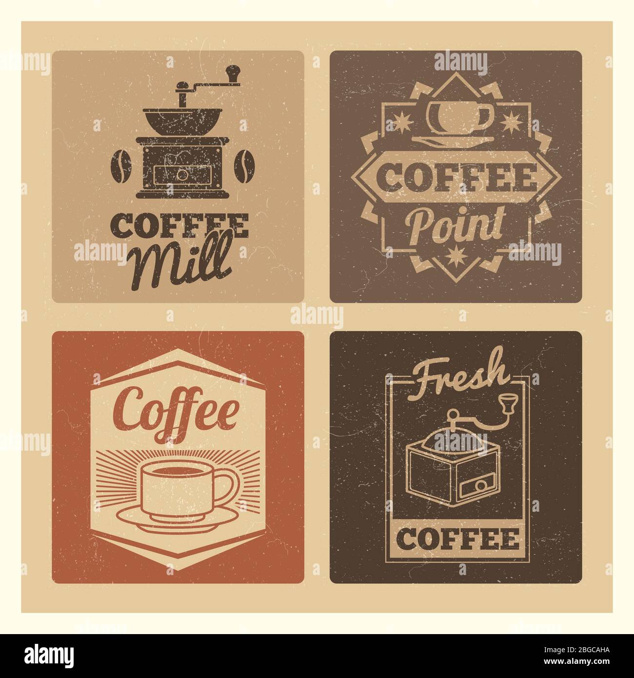 Coffee shop market or cafe or restaurant vintage banners labels set ...