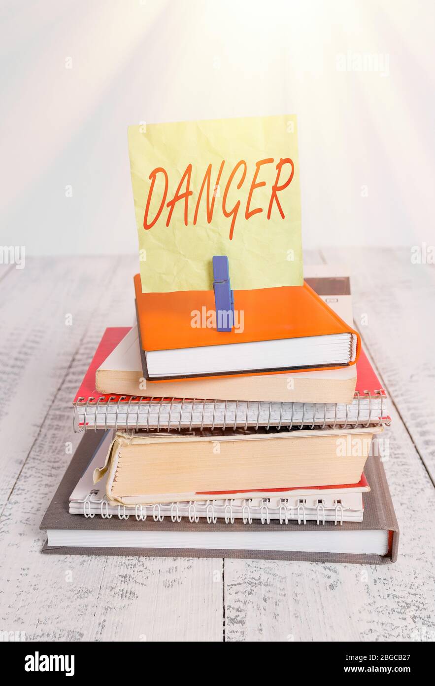 Handwriting text writing Danger. Conceptual photo the possibility of ...
