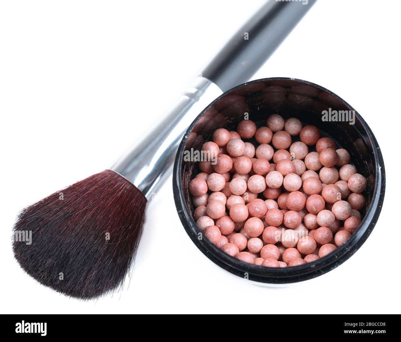Powder balls and brush isolated on white Stock Photo - Alamy