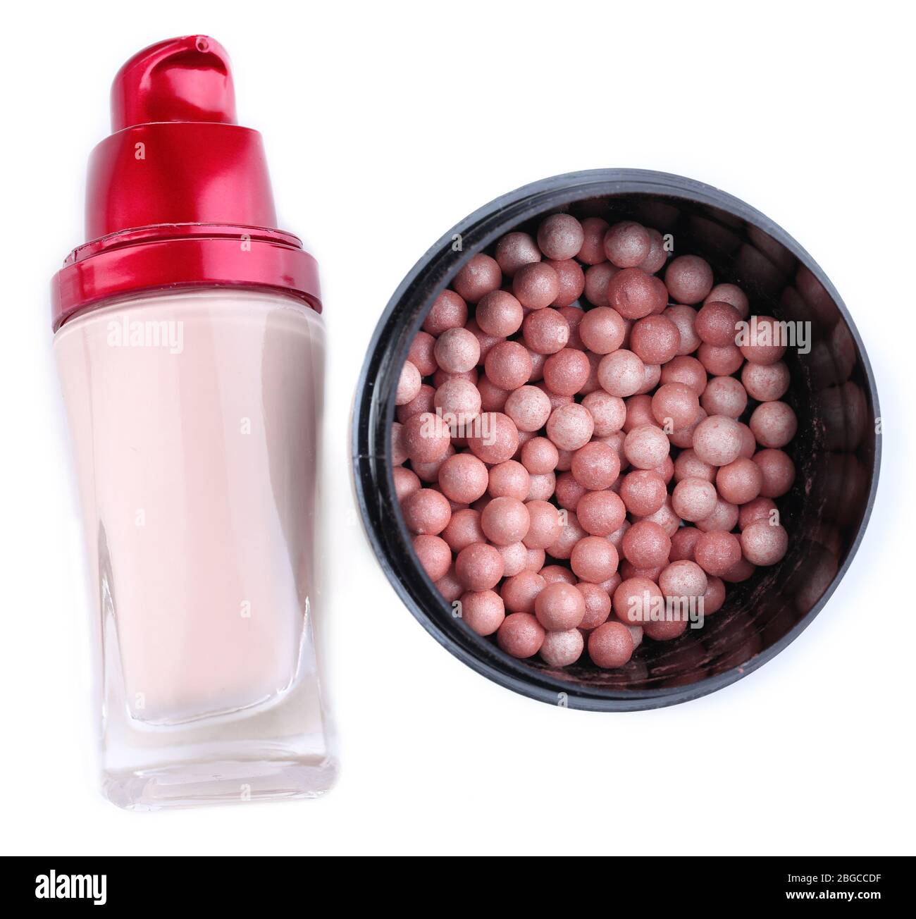 Powder balls and concealer isolated on white Stock Photo - Alamy