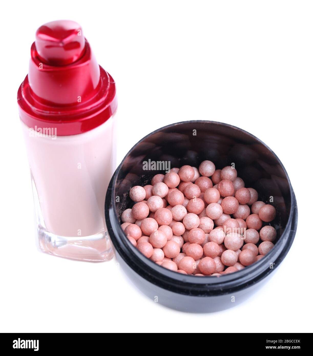 Powder balls and concealer isolated on white Stock Photo - Alamy