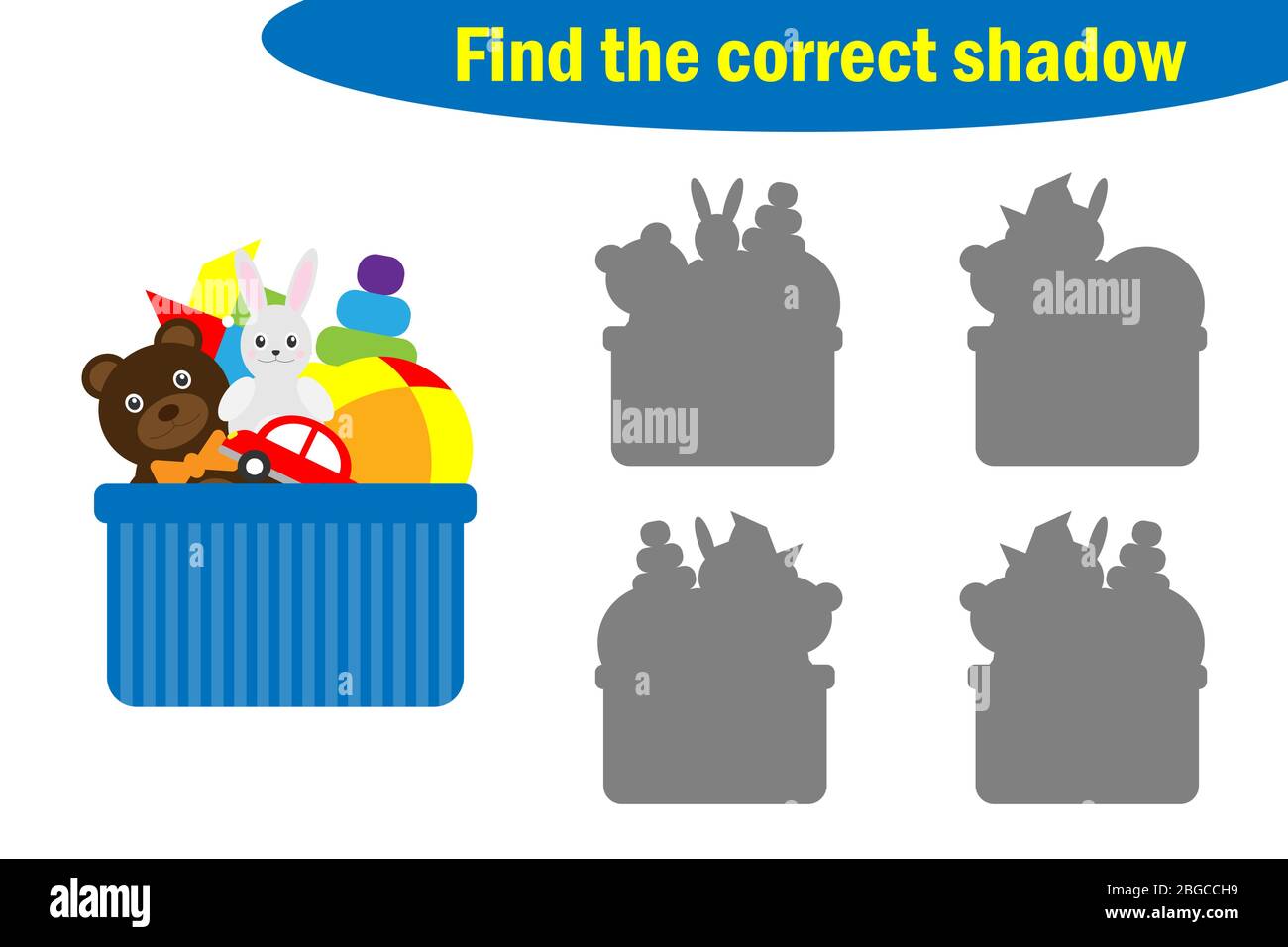 Find the correct shadow, toys game for children, chick in cartoon style ...