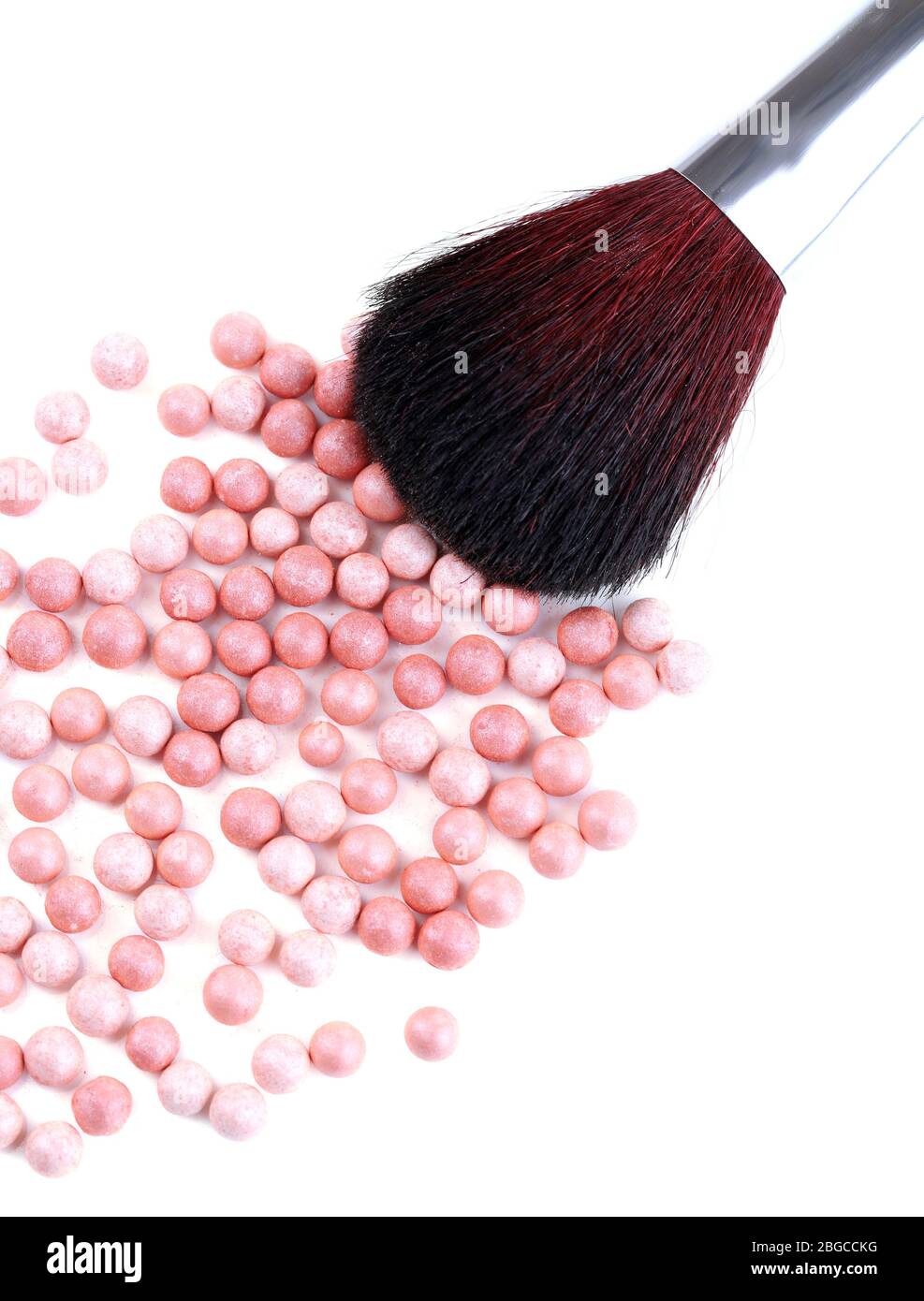 Powder balls and brush isolated on white Stock Photo - Alamy