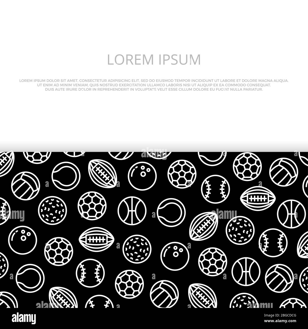 Sport balls line icons banner design - sport and fitness background ...