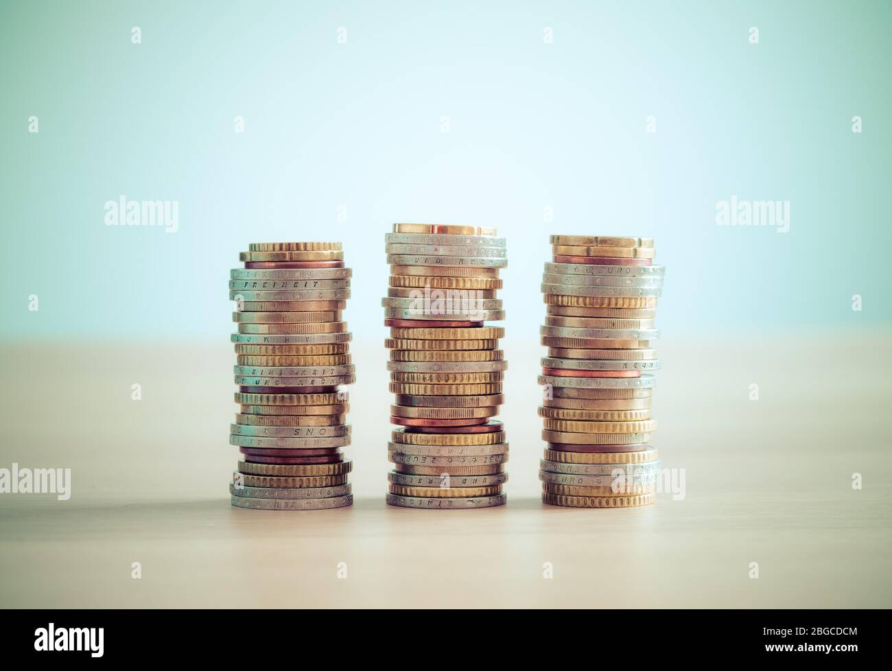 Coins stacked on each other, close up picture, money concept Stock ...
