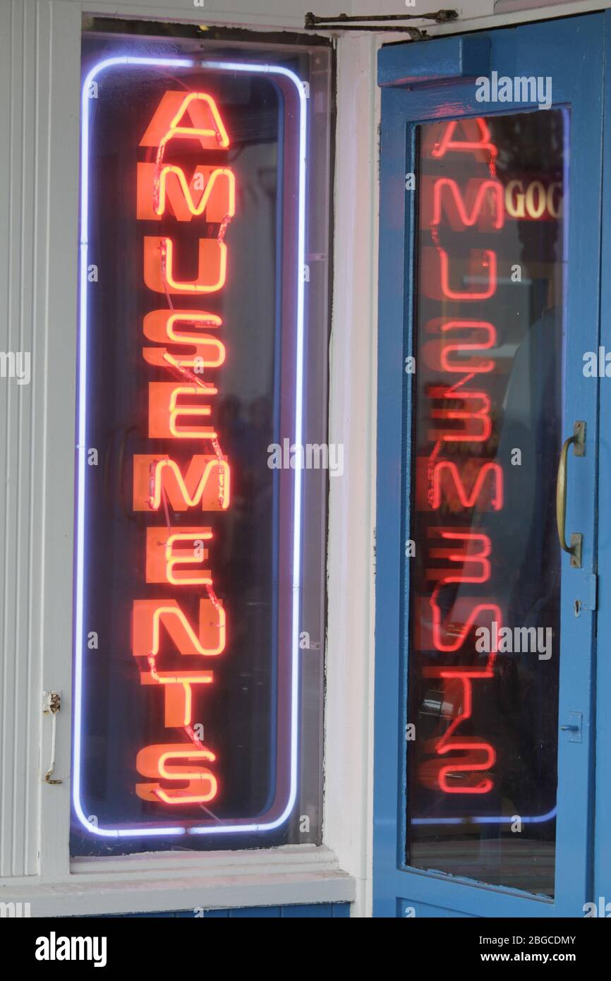 amusements sign in wales, uk Stock Photo - Alamy