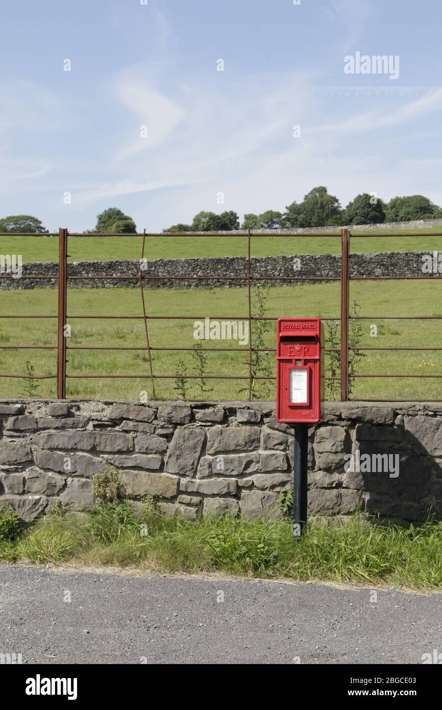 red post box in rural Wales Stock Photo - Alamy