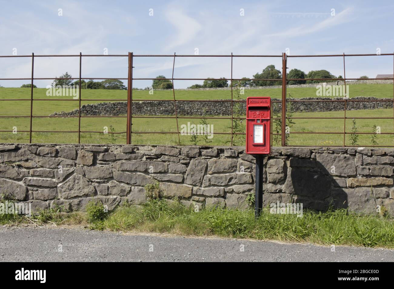 red post box in rural Wales Stock Photo - Alamy