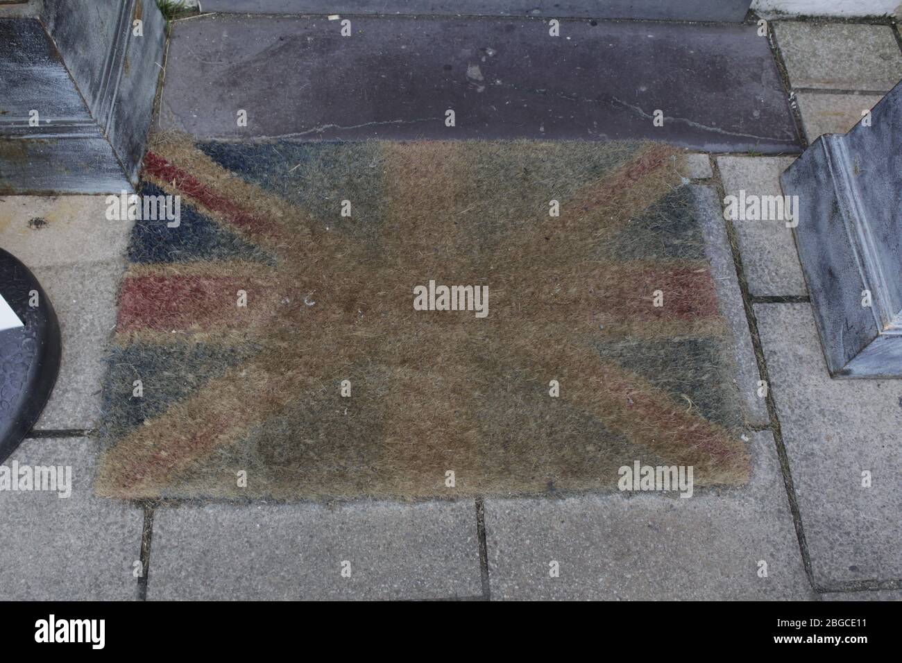 union jack door mat in wales Stock Photo - Alamy
