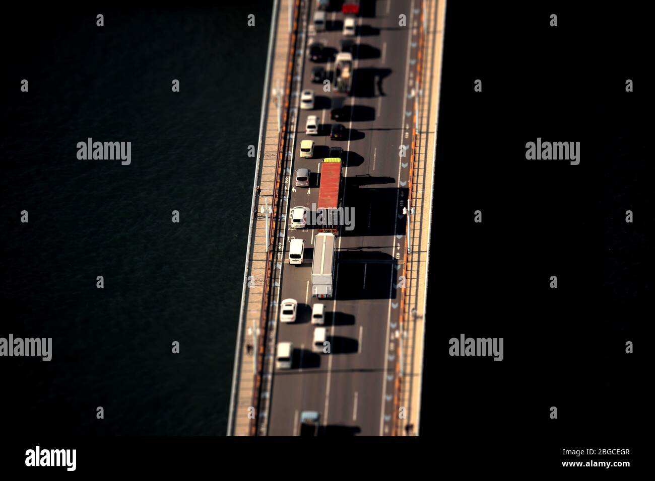 A diorama style photo of the traffic situation of cars crossing the ...