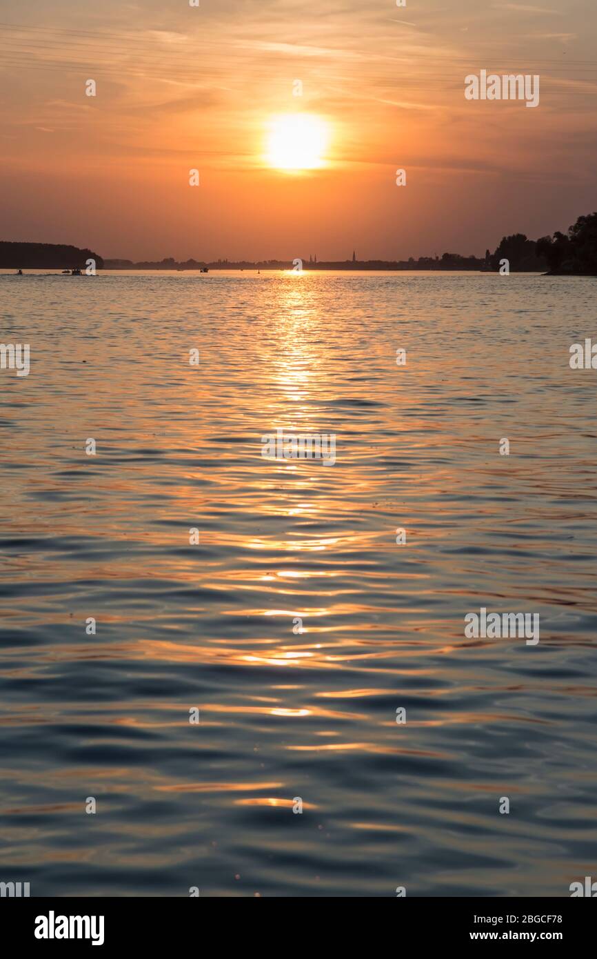 Beautiful sunset over Danube river in Novi Sad Stock Photo - Alamy