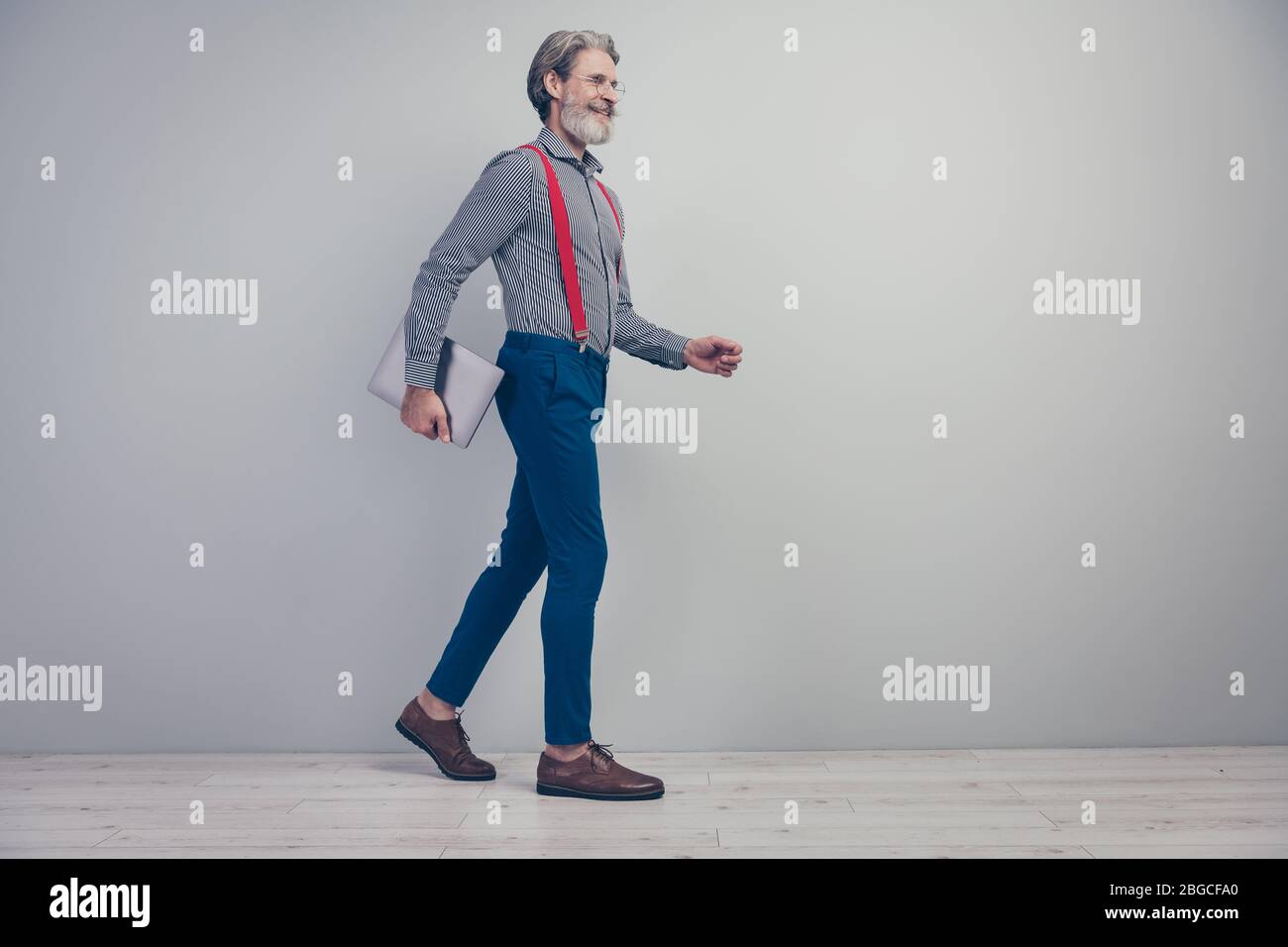 Full length body size profile side view of his he nice attractive ...