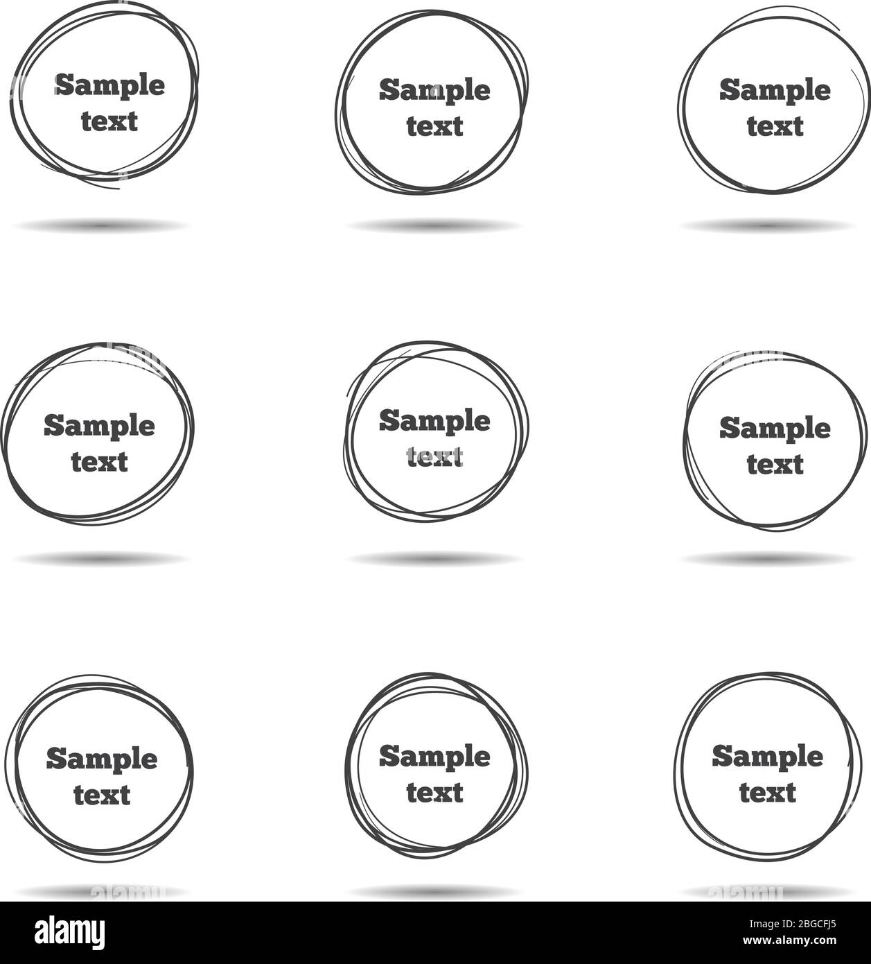 Hand drawn scribble circles. Round sketch line vector frames. Scribble round sketch frame pencil ...