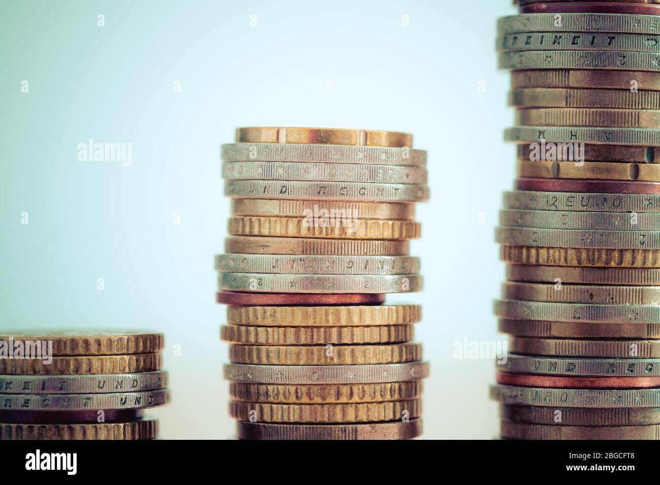 Coins stacked on each other, close up picture, money concept Stock ...