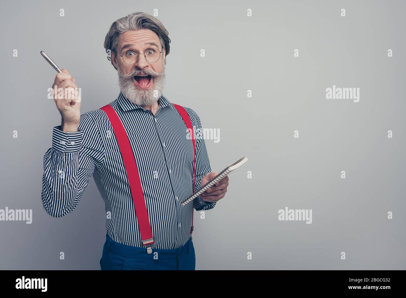 Portrait of his he nice attractive smart clever intellectual skilled ...